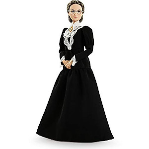 Barbie Inspiring Women Series Susan B. Anthony Collectible Doll, Approx. 12-in, Wearing Black Dress and Cameo Brooch, with Doll Stand and Certificate of Authenticity