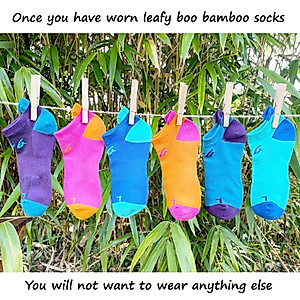 LEAFY BOO Bamboo Low Cut Running Socks for Women, Eczema Socks, Sports, Moisture Wicking, Lightweight, Size 5-10, Pack of 6 Pairs