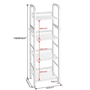 YMYNY 4 Tier Bookshelf, Freestanding Bookcase for Living Room, Bedroom, Home Office, Multi-Functional Storage Rack Organizer, Display Rack with Metal Frame, Rust Resistance, White, UHBC054W