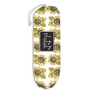 Sunflower Plastic Bag Holder Floral Pattern Grocery Shopping Bags Carrier Storage Organizer Dispenser Home Kitchen Laundry Room Decor Gift for Housewarming Christmas Extra Large(23" x 9")