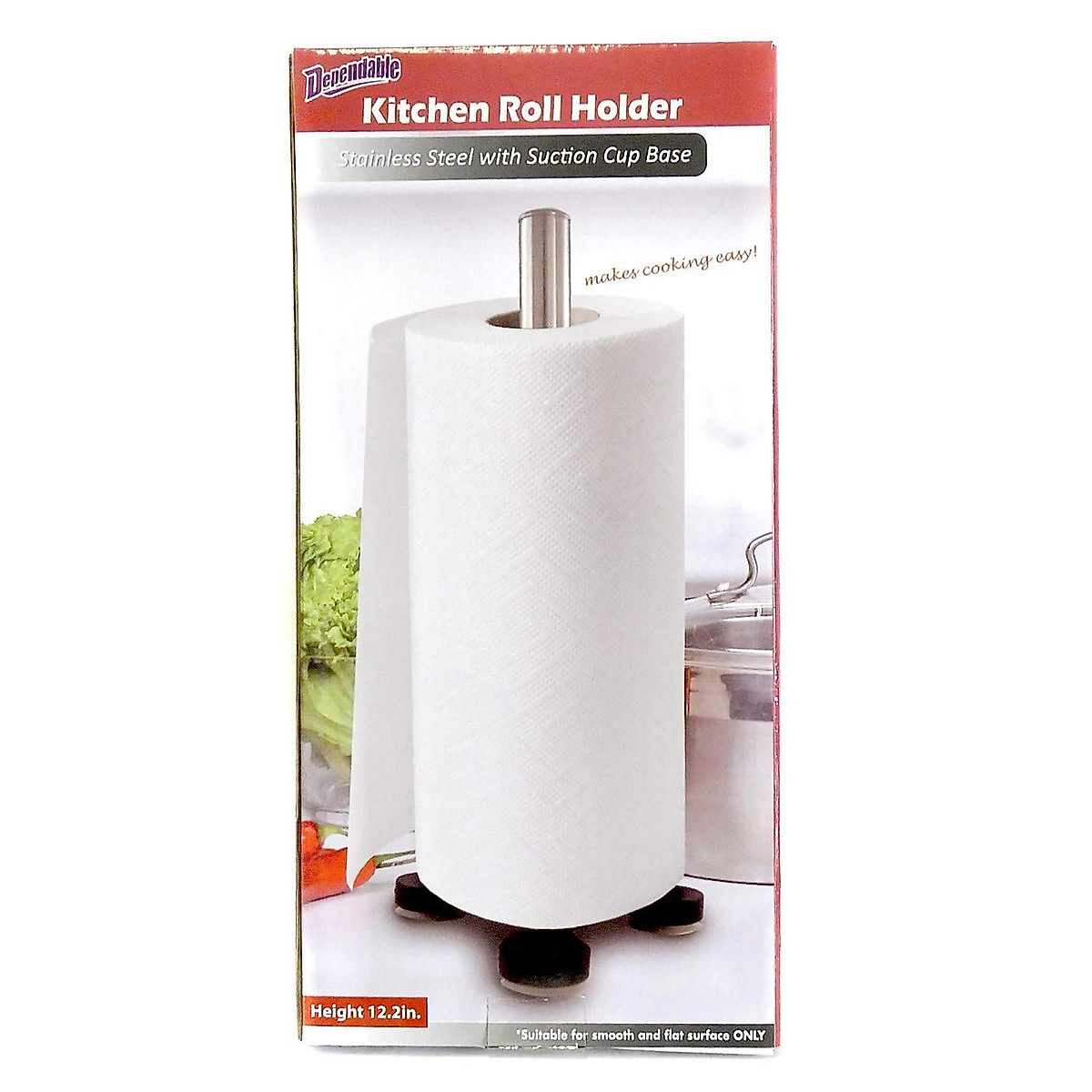 Stainless Steel Suction Cup Paper Towel Holder Kitchen Bathroom Spare Toilet Paper Holder with Nonslip Stable Super Suction Grip Base Countertop