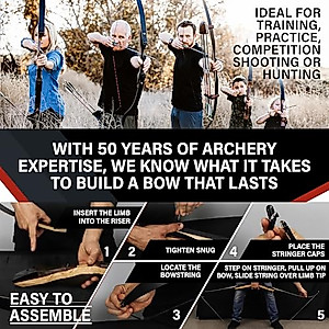 Spyder Takedown Recurve Bow - Hunting & Target Bow - Fast, Accurate, Versatile - Handcrafted Riser - Fiber Glass Maple Limbs - XL 64" Right Hand, 40lb with Stringer Tool