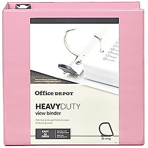 Office Depot® Heavy-Duty View 3-Ring Binder, 2" D-Rings, 49% Recycled, Light Pink