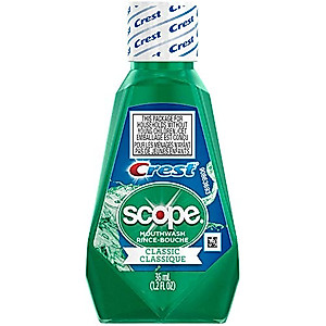 Crest Scope Mouthwash, Classic Mouth Rinse, Travel Size 1.2 Ounces (36ml) - Pack of 12