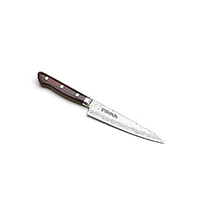 Yoshihiro VG-10 16 Layer Hammered Damascus Stainless Steel Petty Utility Knife (5.3'' (135mm))