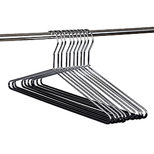 30 Quality Heavy Duty Metal Coat Hangers with Black Rubber Coating for Non Slip Pants (30)
