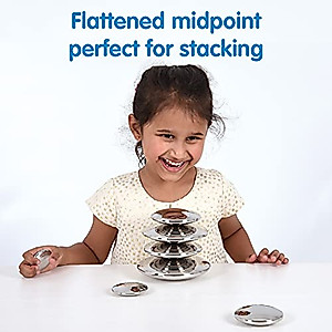 TickiT Sensory Reflective Silver Buttons - Set of 7 - Mirrored Discs for Babies and Toddlers Aged 0+ – Stainless-Steel, Sensory Stacking Pebbles - Stunning Nursery Decor