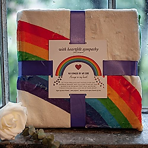 Catrageous Pet Memorial Blanket - Over The Rainbow Bridge Bereavement Gift for Dog or Cat Loss - with Comforting Heartfelt Sentiment and Colorful Pawprints