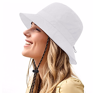 Bucket Hats for Woman Packable Sun Hat Women Uv Protection Sunhat White Bucket Hat Beach Hiking Gardening Fishing for Women