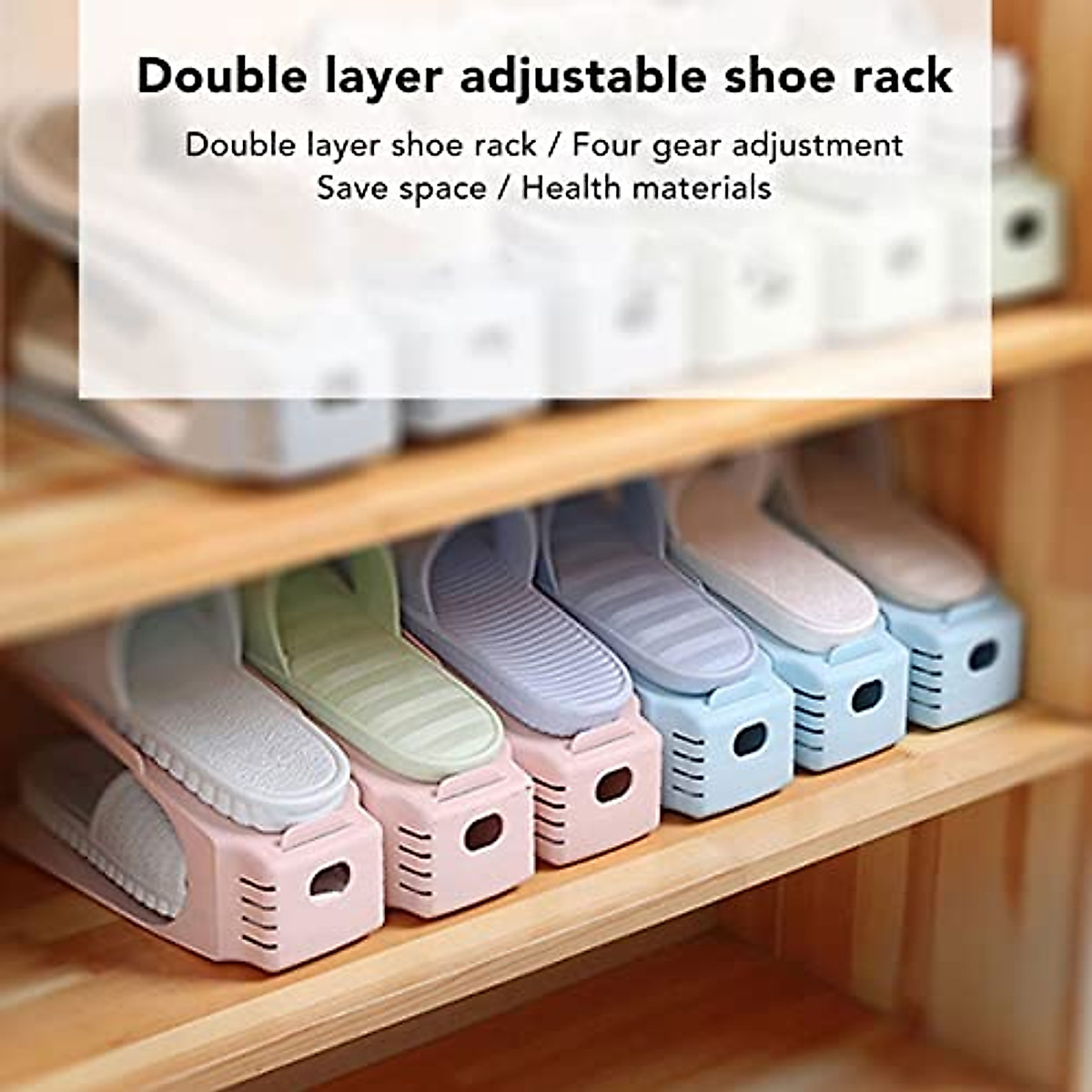 CHICIRIS Shoe Stacker, Shoe Slots Double Layer Shoe Shelf for A Pair of Shoes, 3.9 x 9.8 x 3.1 (Nordic Yellow)
