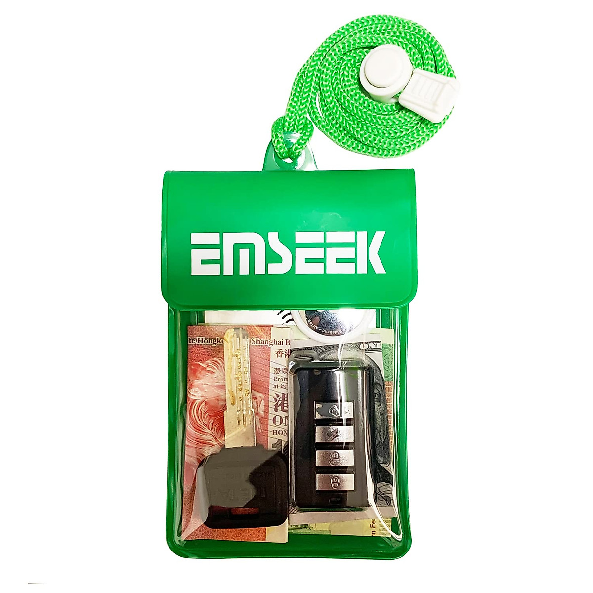 EMSEEK Waterproof Wallet Waterproof Car key Fob Holder Pouch Surf Dry case For Key Cash Cards ID Driver License(Green)