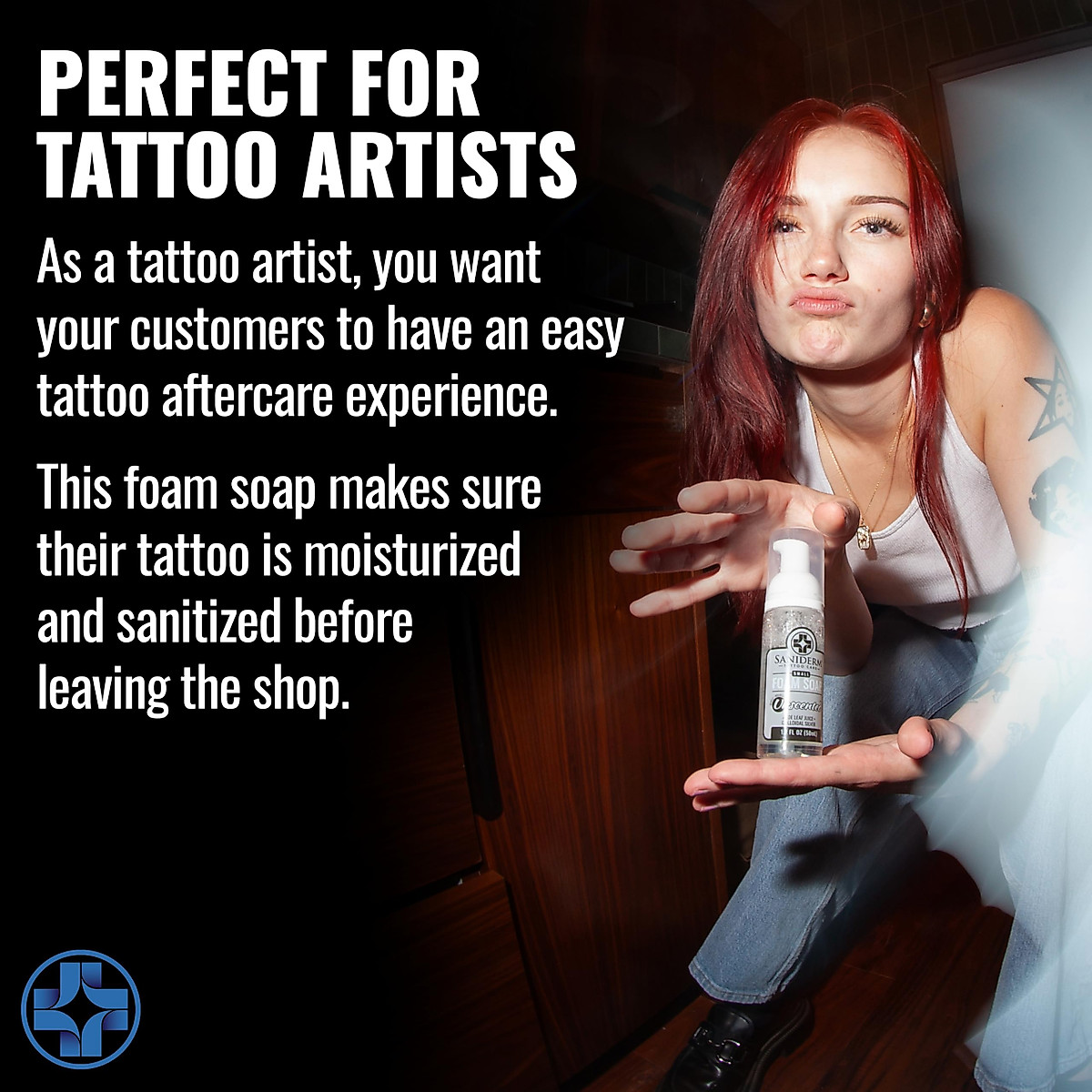 Saniderm Foaming Tattoo Soap (8.45oz Home Size) – Gentle Soap for Tattooed Skin, Infused with Antimicrobial Colloidal Silver, Aloe Vera, and Nourishing Sea Buckthorn Oil