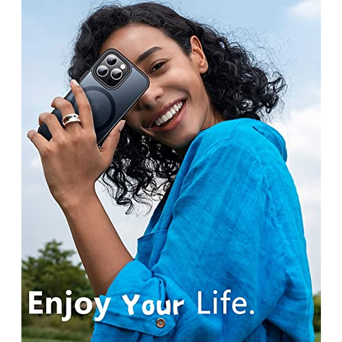 Temdan Magnetic Case for iPhone 14 Pro Max Case, [Compatible with MagSafe] [2Pcs Tempered Glass Camera Protector & Screen Protector] Slim Translucent Matte Shockproof Case for iPhone 14 ProMax Case