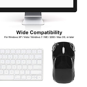 Zerone 2.4GHz Mouse, Portable Optical Mouse 1600DPI for/Android/ME/Windows PC/Tablet Gaming Office (Black)