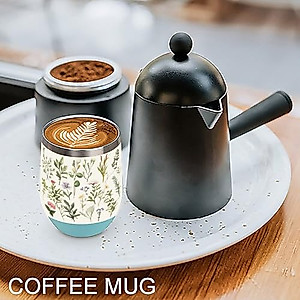 WYUSPGK 304 Stainless Steel Insulated Cup, Season Watercolors of Herbs Flowersb Print Smooth Rim, Durable & Reusable - Perfect for Office, Home, And Travel