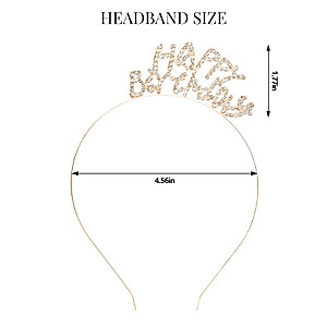 Ondder Gold Happy Birthday Headband for Women & Girls - Shiny Rhinestone Tiara for Birthday Parties