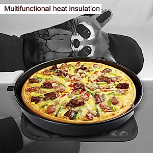 VGFJHNDF Cartoon Cute Raccoon Oven Mitts and Pot Holders Set,Heat Non-Slip Resistant Waterproof Gloves for Kitchen Cooking Baking,BBQ,Grilling