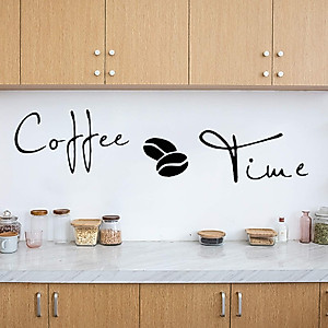 CUNYA 2 Sets Kitchen Wall Decor Stickers, Cups Coffee Time Quotes Decals with Beans Mural, Peel and Stick Wallpaper, DIY Removable Wall Art Decals Mural Posters Home Decor
