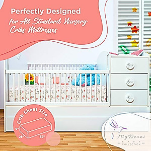 Stretchy Fitted Crib Sheets for Baby Girls, Ultra Soft Jersey Knit Cotton, Fits Standard Crib and Toddler Mattress, Size 28in x 52in, 2 Pack Set, Coral Elephants & Coral Animals Nursery Sheet