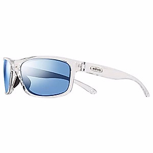 Revo Harness: Polarized Filters UV, Rectangle Sport Wrap Sunglasses, Crystal Frame with Blue Water Lens, 0 (RE 4071)