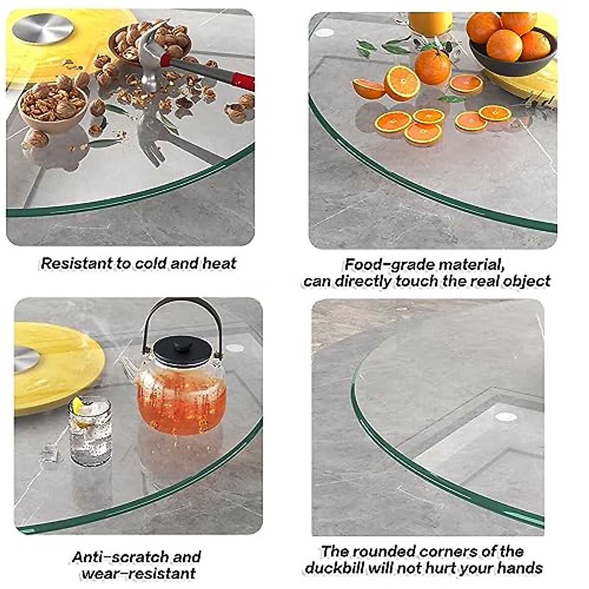 24" Glass Lazy Susan Turntable For Dining Table,Transparent Rotating Round Turntable With Silent Smooth Aluminum Alloy Bearing,for Kitchen Dining, Parties, Wedding (Size : 35in/90cm)
