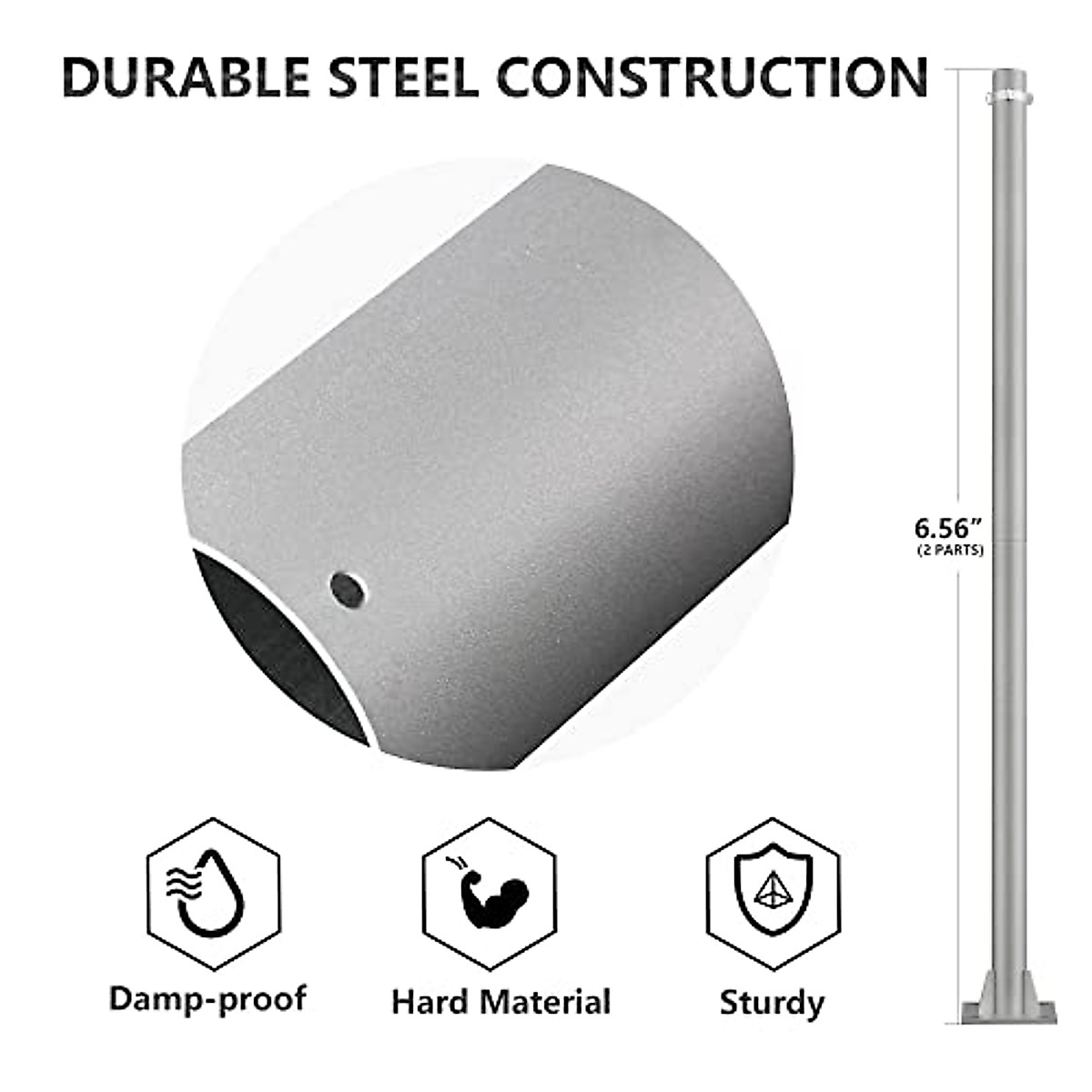 Kincubow Sun Shade Sail Poles, 10ft Sun Shade Poles 3" Diameter Steel Heavy Duty Shade Sail Poles for Patio Lawn Garden Deck Playground Backyard, Matte Dark Grey Sail Shade Pole Kit, One Piece