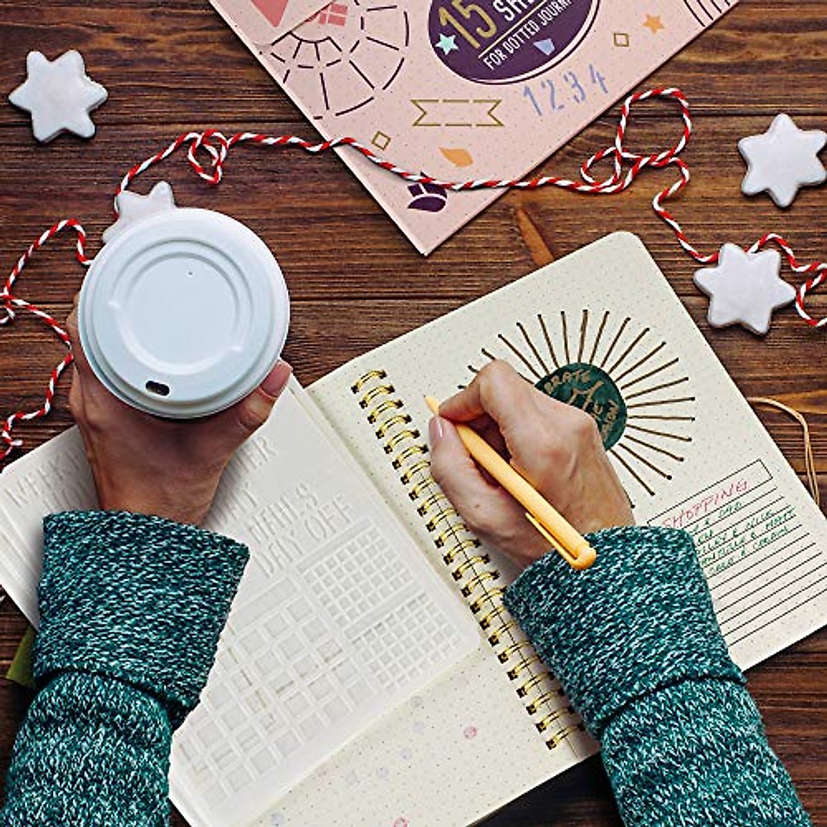 Easy to Use Stencil Set for Dotted Journals - Time Saving Planner Accessories/Supplies Kit Makes Creating Layouts Easy - Incl. Bullet Point Checklists, Daily/Weekly/Monthly Calendars