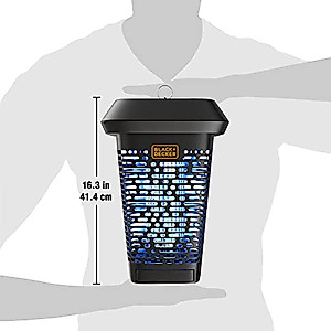 BLACK+DECKER Bug Zapper, Electric UV Insect Catcher & Killer for Flies, Mosquitoes, Gnats & Other Small to Large Flying Pests, 1 Acre Outdoor Coverage for Home, Garden & More, Free Bulb Included