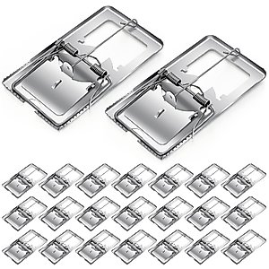 24 Pcs Classic Metal Rat Traps Reusable Rat Trap Humane Rat Traps Effective Snap Rat Trap That Work for Rat Mice Voles and Small Rodents Control (Silver)