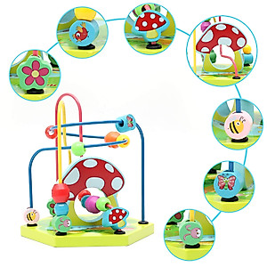 LAVIEVERT 9-in-1 Wooden Play Cube Activity Center Multifunctional Bead Maze Shape Sorter Educational Toys Game for Toddlers & Kids