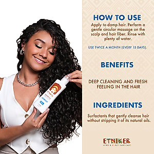 ETNIKER Deep-Cleansing Clarifying Shampoo | Afro-textured, Curly & Wavy hair | Remove Build-Up & Restore Shine | Free from Salt and Parabens | by L’mar | Size: 8.4 fl oz (250 mL)
