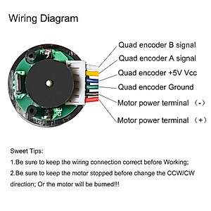Bemonoc 25GA370 32GZ370 DC Gear Motor Hall Encoder DC 2.5V~24V 12 PPR Dual Quadrature Outputs Metal Encoder