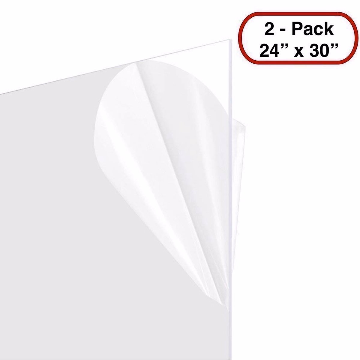 BARNWOODUSA 24x30 Plexiglass Replacement for Picture Frames, DIY Signs Sheet .060 Clear 1/16th Double-Sided Protective Film (Set of 2)