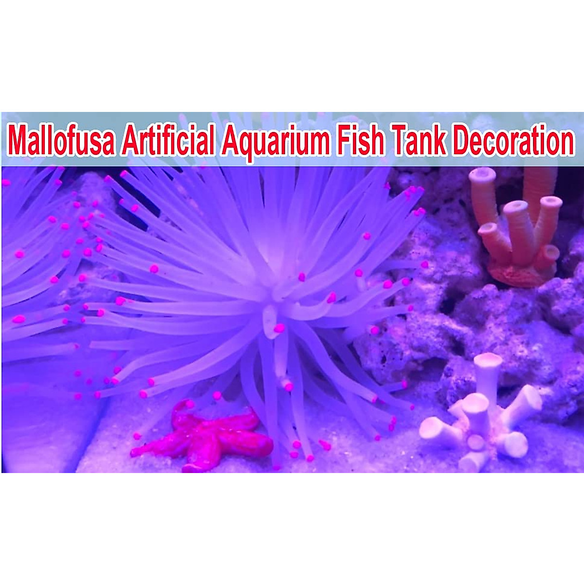 Mallofusa Artificial Aquarium Fish Tank Decoration Silicone Sea Anemone Artificial Fish Tank Ornament Decoration (White)