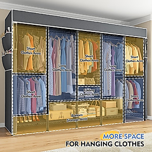 Raybee 90.6" W Clothes Rack with Cover Heavy Duty Clothing Rack with Cover Loads 1200LBS Covered Clothes Racks for Hanging Clothes with Shelves Freestanding Garment Rack Closet for Bedroom