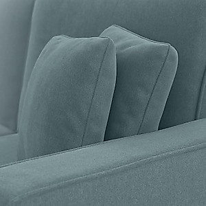 Bush Furniture Stockton U Shaped Sectional Couch, 113W, Turkish Blue Herringbone