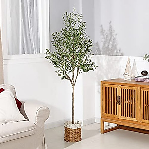 OAKRED Artificial Olive Tree,6FT Tall Fake Plant Faux Olive Plants for Indoor,Natural Fake Tree,Artificial Silk Plants for Office Home Living Room Floor Patio Greening Porch Decor,Set of 1