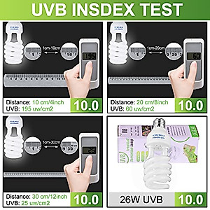 4 Pcs UVB Reptile Light 10.0, Reptile UVB Bulb, UVB Bulb for Desert Tropical/Sub Tropical Reptiles Fluorescent Simulation Color Reptile UVB Light for Turtle, Bearded Dragon, Lizard, Gecko (26 Watt)