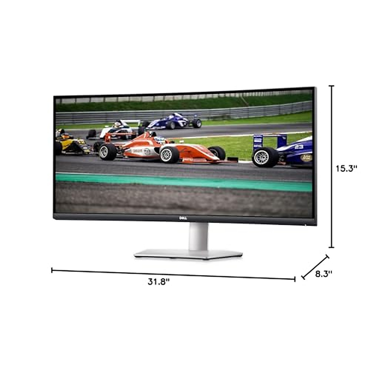 Dell S3422DW Curved Monitor - 34-inch WQHD (3440 x 1440) Display, 1800R Curved Screen, Built-in Dual 5W Speakers, 4ms Grey-to-Grey Response Time, 16.7 Million Colors - Silver