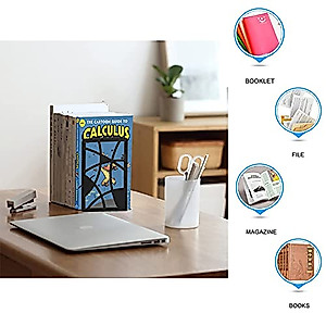 Book Ends Metal Bookends for Shelves, Decorative Bookends for Office School Home, 3 Pair Black Heavy Duty Bookends Abstract Art Design Book Stoppers with Pen Holder,6 Piece