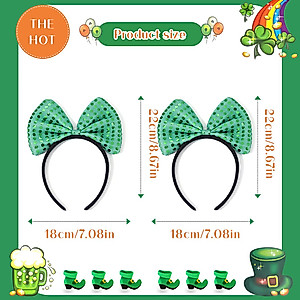 DRESBE Green Sequins Bowknot Headbands St. Patrick's Day Headband Festival Costume Accessories for Women and Girls(Pack of 2)