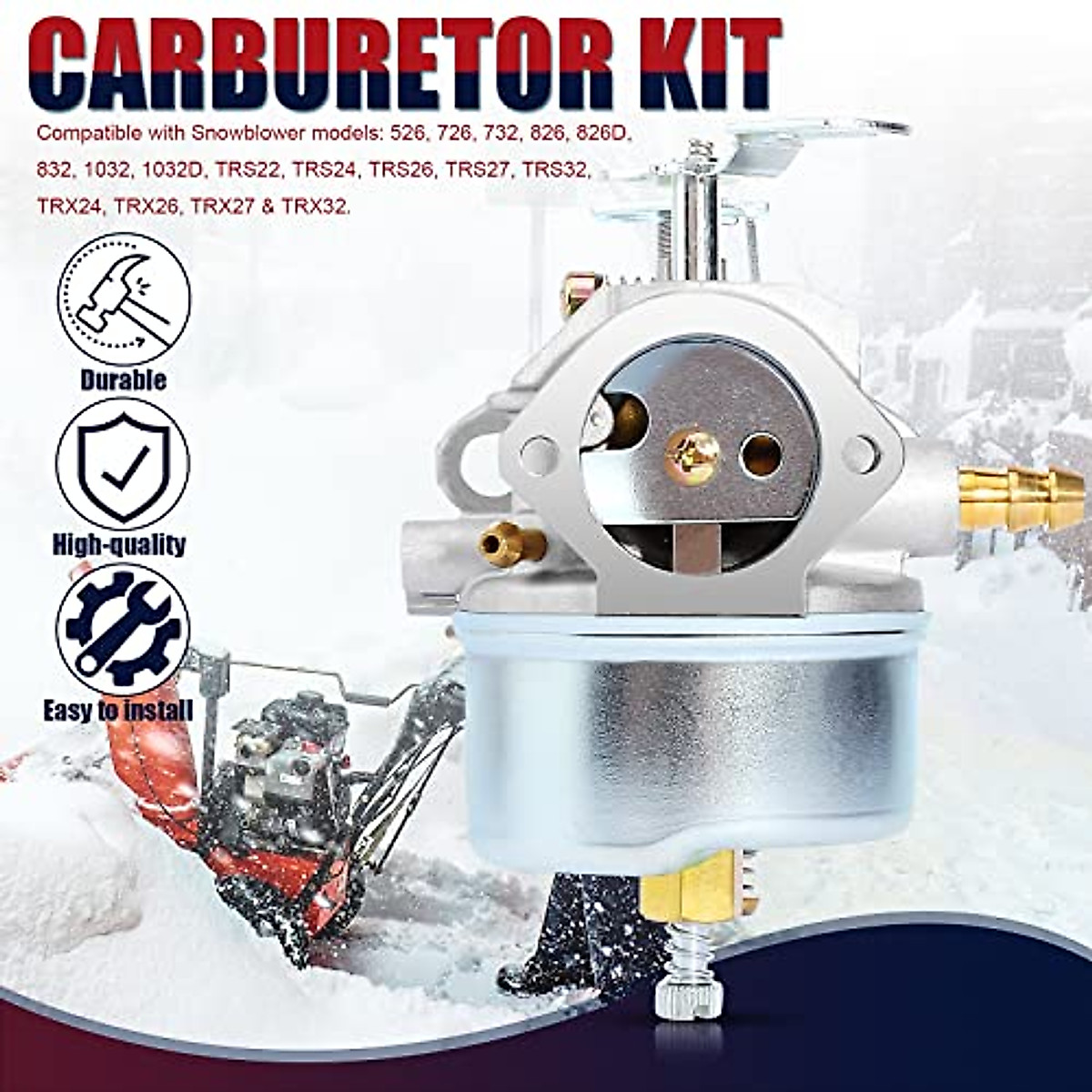 QAZAKY Carburetor for Snow Blower 526 726 732 826 826D 828D 832 1032 1032D TRS22 TRS24 TRS26 TRS27 TRS32 TRX24 TRX26 TRX27 TRX32 AM100246 AM108405 AM108412 AM100941 AM134818 AM38161 MIA11319 Carb