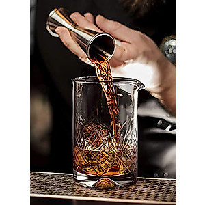 Mofado Weighted Crystal Cocktail Mixing Glass - 18oz 550ml - Thick, Stable, Heavy Hand Blown Crystal - Premium Seamless Design - Professional Quality