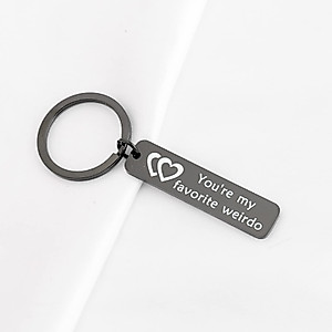 BNQL You're My Favourite Weirdo Keychain Funny Valentines Keychain Gift for Him or Her