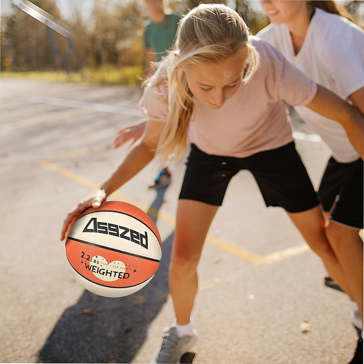 2.2LBS Weighted Heavy Basketball Size 6 Training Basketball 28.5" Training Equipment Moisture Absorbing Leather In&Outdoor for Womens Youth Improving Basketball Passing Skill (Deflated,Without Pump)