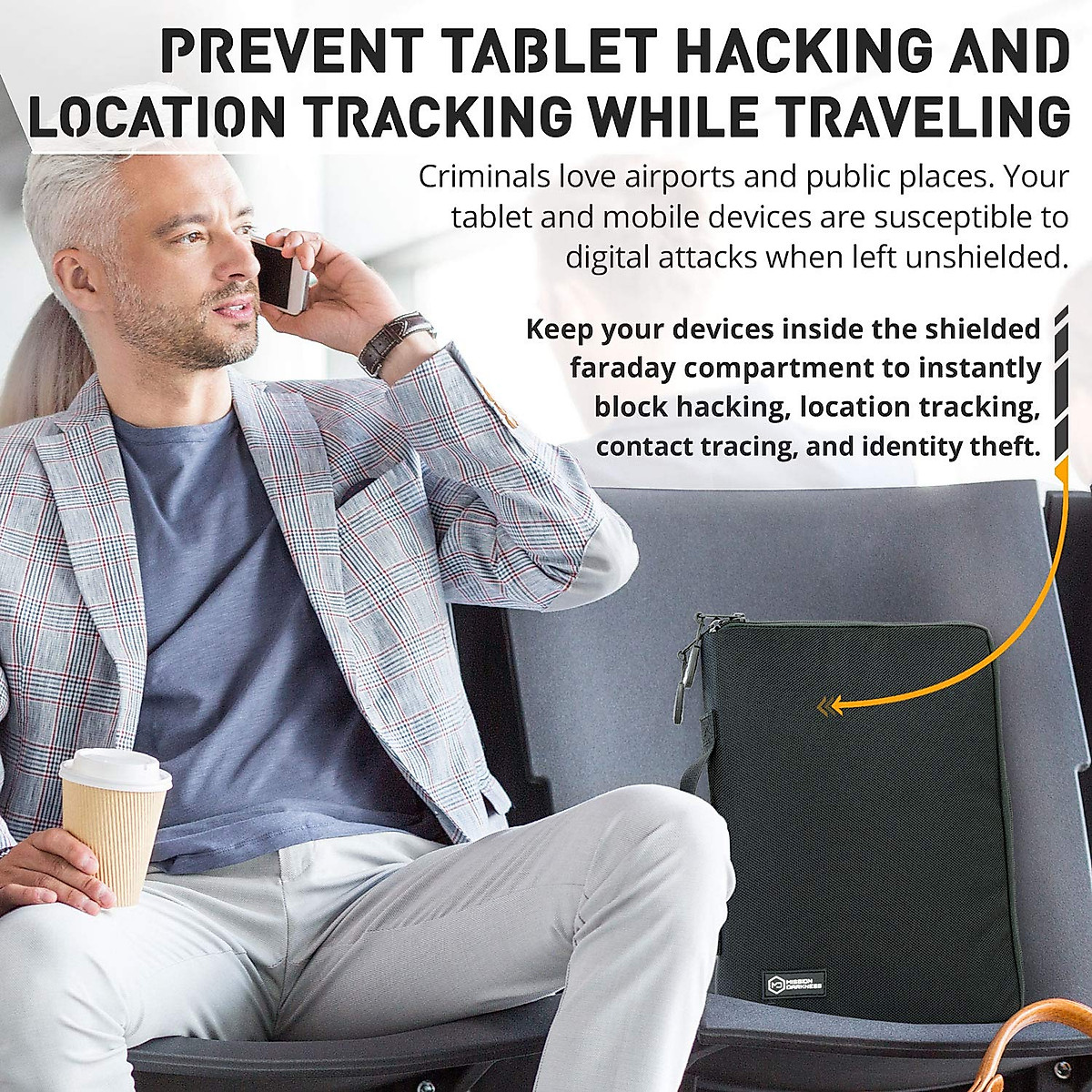 Mission Darkness Mojave Faraday Tablet Bag // Multi-Functional Travel Case with Accessory Pockets and Built-in Faraday Sleeve // Signal-Blocking, Anti-Tracking, Anti-Hacking, Anti-Spying Faraday Cage