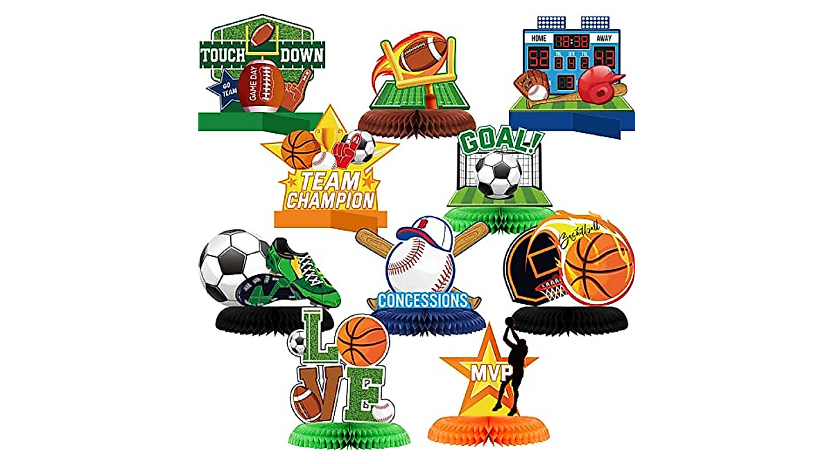 Sports Themed Birthday Party Supplies - Complete 10-Piece Set for Events