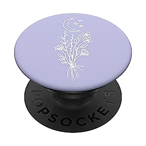 Purple-Lavender - Boho Moon Wildflower Floral PopSockets Swappable PopGrip