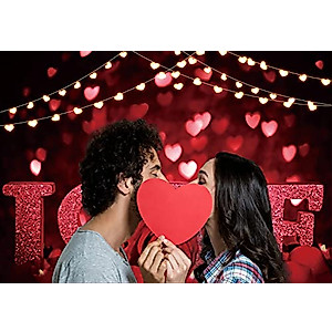 CHAIYA 7x5ft Valentine's Day Backdrops Love Heart Backdrop for Photography Rose Flower Party Decoration for Wedding, Valentine, Mother's Day Backdrops CY-101…