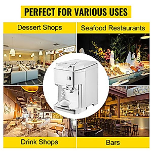 VEVOR Ice Shaver Machine Electric, Snow Cone Machine Commercial 265 LBS/H, Shaved Ice Machine w/Ice Hopper & Lid, 250W Ice Crusher w/Drain Pipe Tabletop Shaved Ice Maker w/Adjustable Fineness White